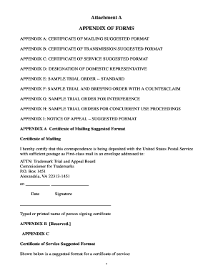 Fillable Online uspto TBMP - Attachment A. TRADEMARK TRIAL AND APPEAL ...