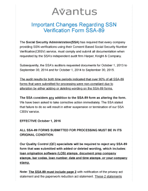 Fillable Online Important Changes Regarding SSN Verification Form SSA ...