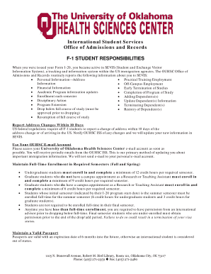 Fillable Online F-1 Student Responsibilities - OUHSC Admissions and ...