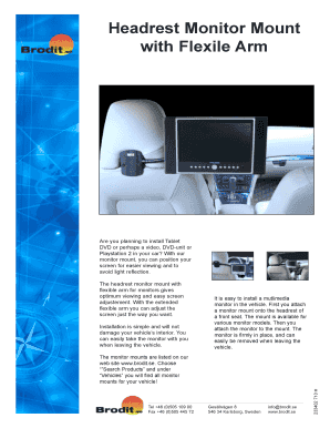 Fillable Online Headrest Monitor Mount with Flexile Arm Fax Email Print ...
