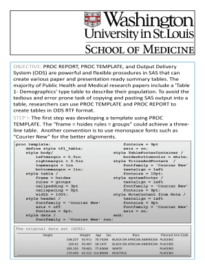 Fillable Online OBJECTIVE: PROC REPORT, PROC TEMPLATE, and Output ...