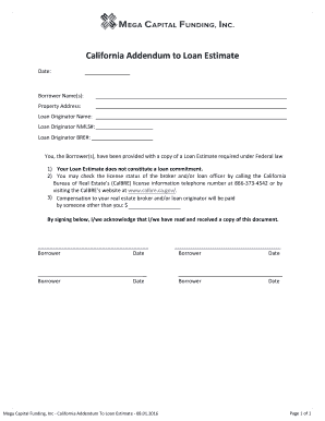 Fillable Online California Addendum to Loan Estimate Fax Email Print ...