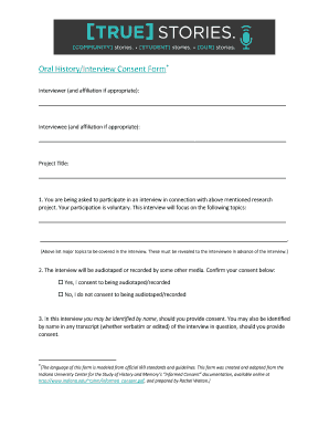 Fillable Online social rollins Oral History/Interview Consent Form ...