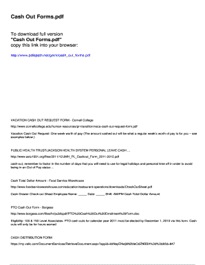 Fillable Online Cash Out Forms - pdfslibforme.com Fax Email Print ...