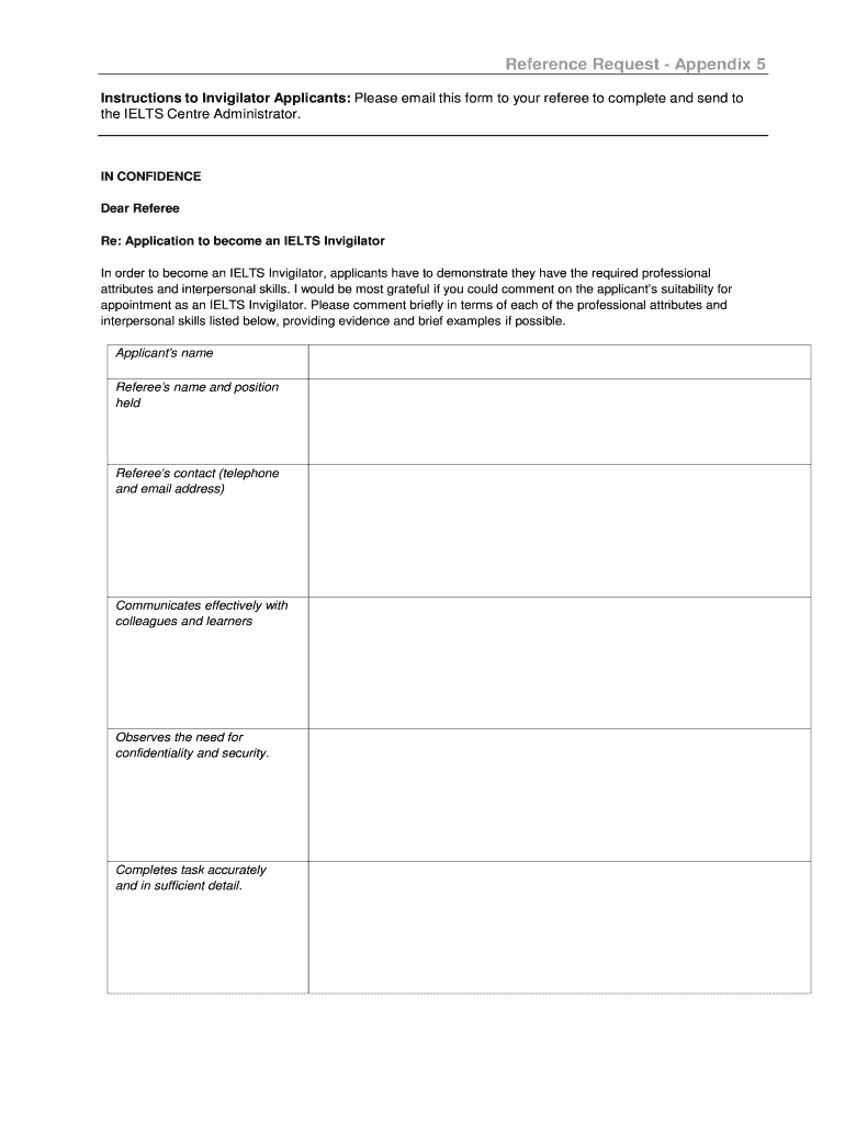 Fillable Online Reference Request - Appendix 5 Fax Email Print - pdfFiller