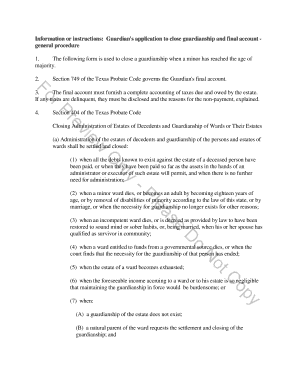 Fillable Online Information or instructions: Guardian's application to ...