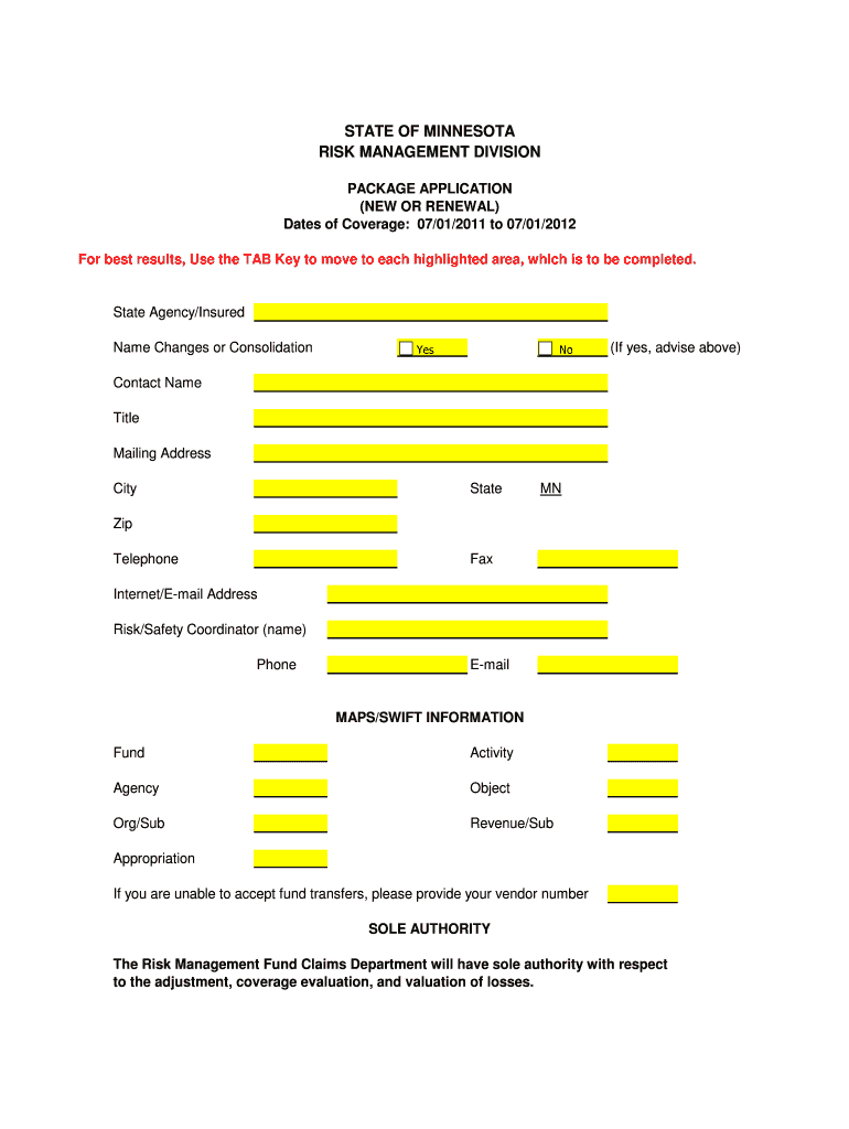 Fillable Online mn For best results, Use the TAB Key to move to each ...