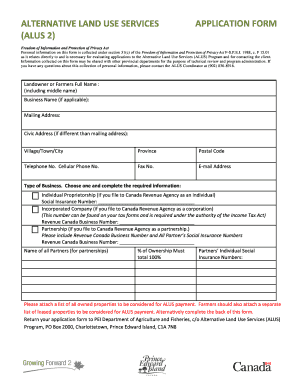 Fillable Online (alus 2) application form - PrinceEdwardIsland.ca Fax ...