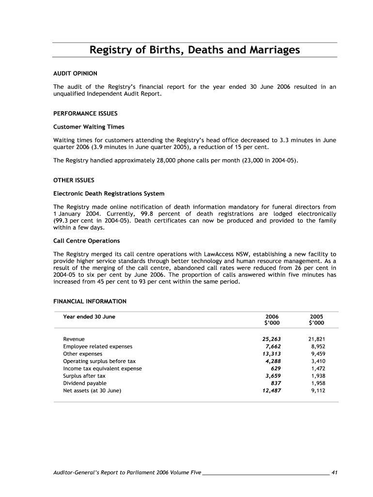 Fillable Online audit nsw gov NSW Audit Office - Financial Reports ...