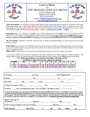 The Skating Edge Ice Arena Harbor City Ca - Fill Online, Printable ...