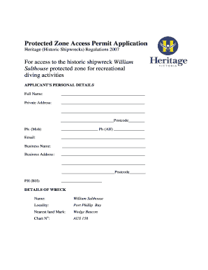 Fillable Online dpcd vic gov Protected Zone Access Permit Application ...