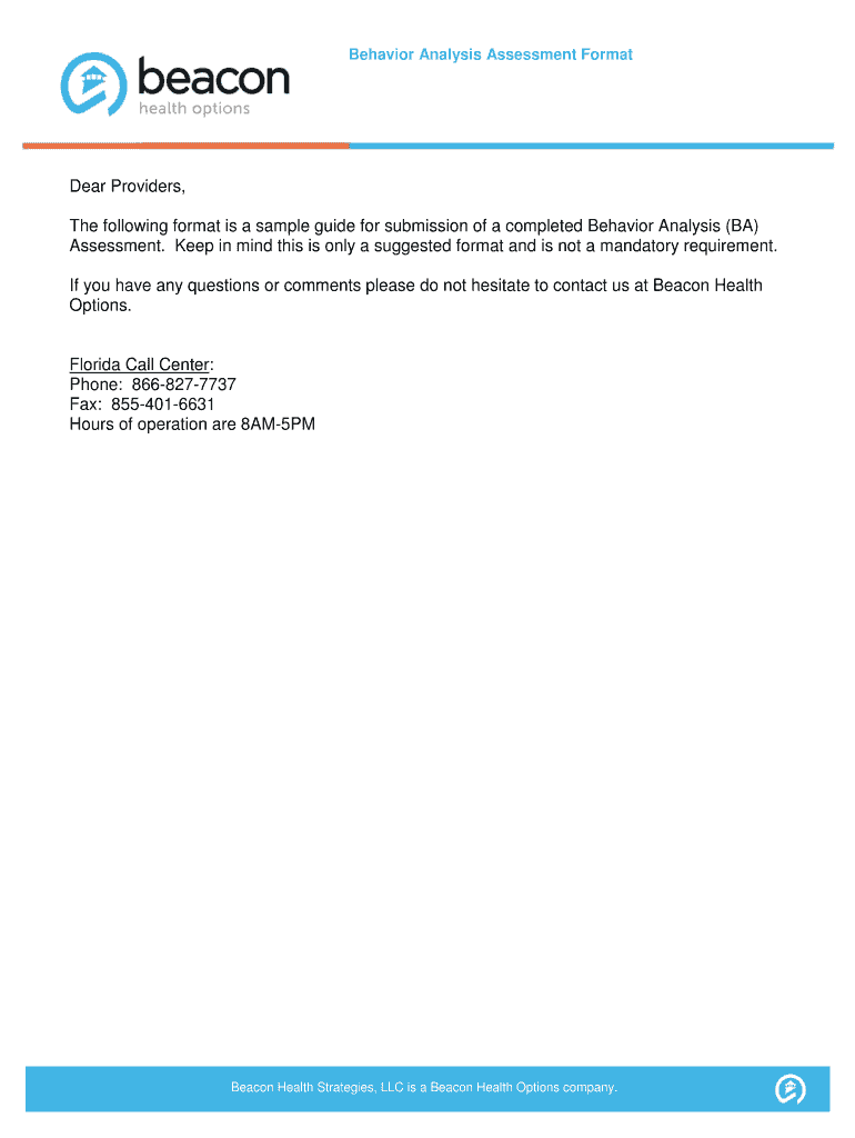 Fillable Online Behavior Analysis Assessment Format Fax Email Print - pdfFiller