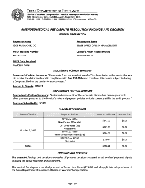 Fillable Online tdi texas Division of Workers' Compensation Letter ...