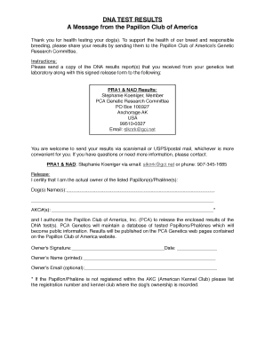 Fillable Online DNA TEST RESULTS A Message from the Papillon Club of ...