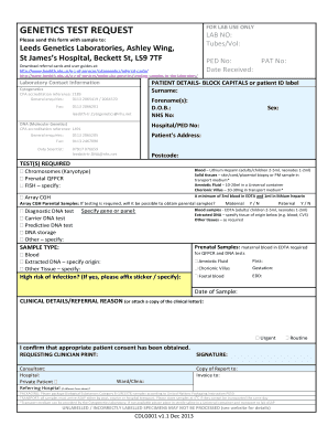 Fillable Online leedsth nhs Please send this form with sample to ...