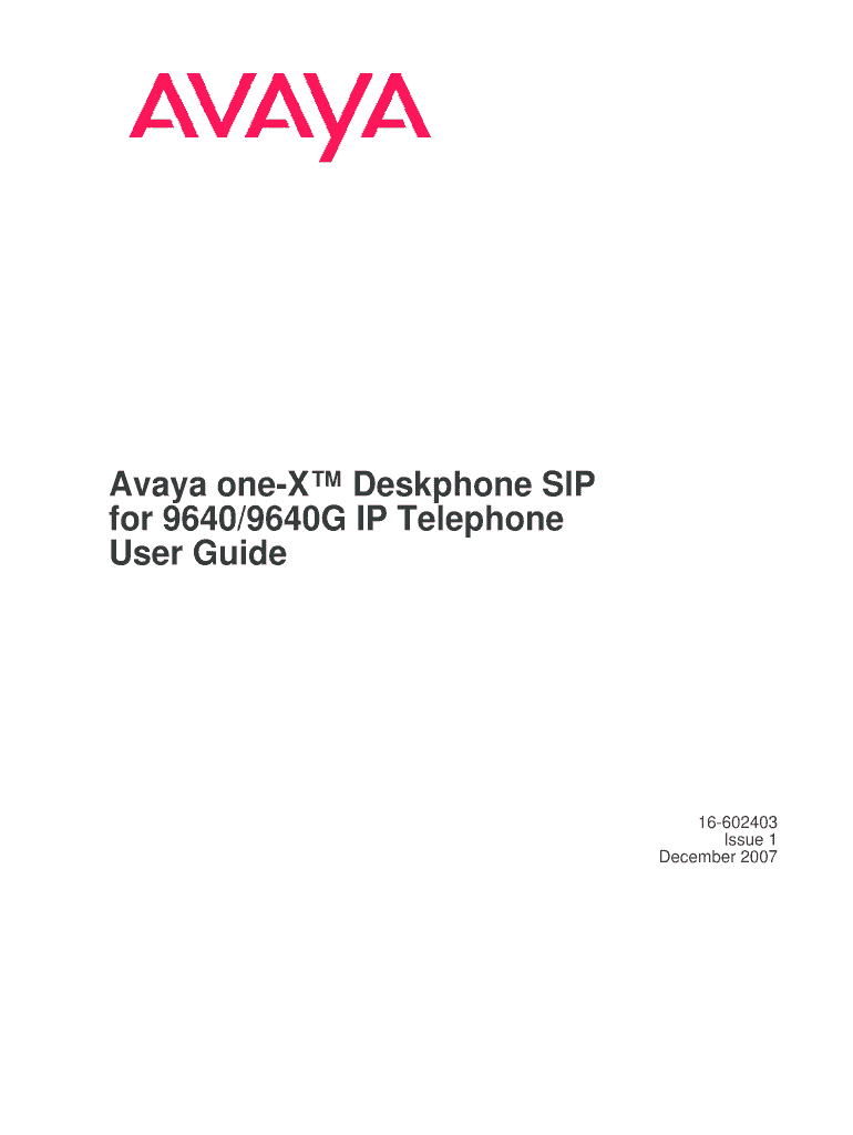 Fillable Online Avaya IP Telephone. 9640/9640G IP Telephone Fax Email ...