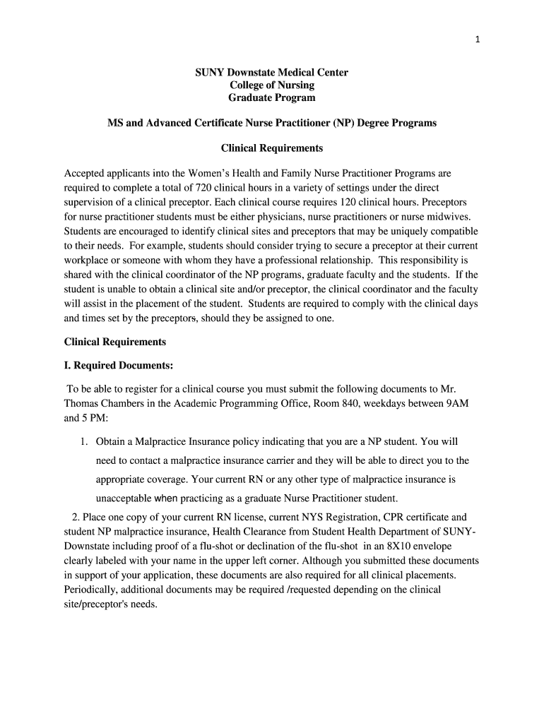 Fillable Online sls downstate SUNY Downstate Medical Center College of Nursing Graduate ...