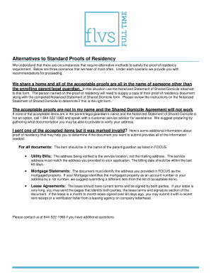 Fillable Online Alternatives to Standard Proofs of Residency Fax Email ...