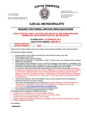 Fillable Online CQC 2 - Quote Repair of Medium voltage for Ermagency ...