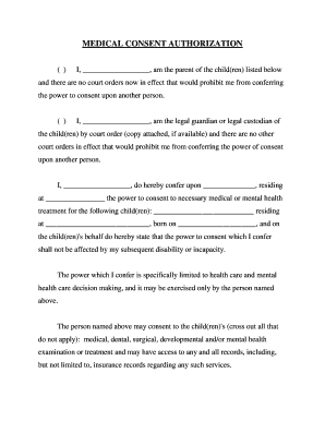 Fillable Online Medical Consent Authorization Children's Hospital of ...