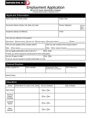 Fillable Online Employment Application - Con Forms Fax Email Print ...
