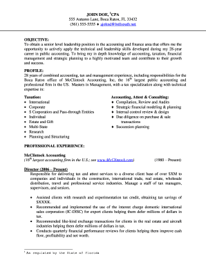 Fillable Online Sample CPA Resume Fax Email Print - pdfFiller