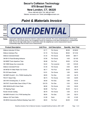 Fillable Online Paint & Materials Invoice - Template.net Fax Email ...