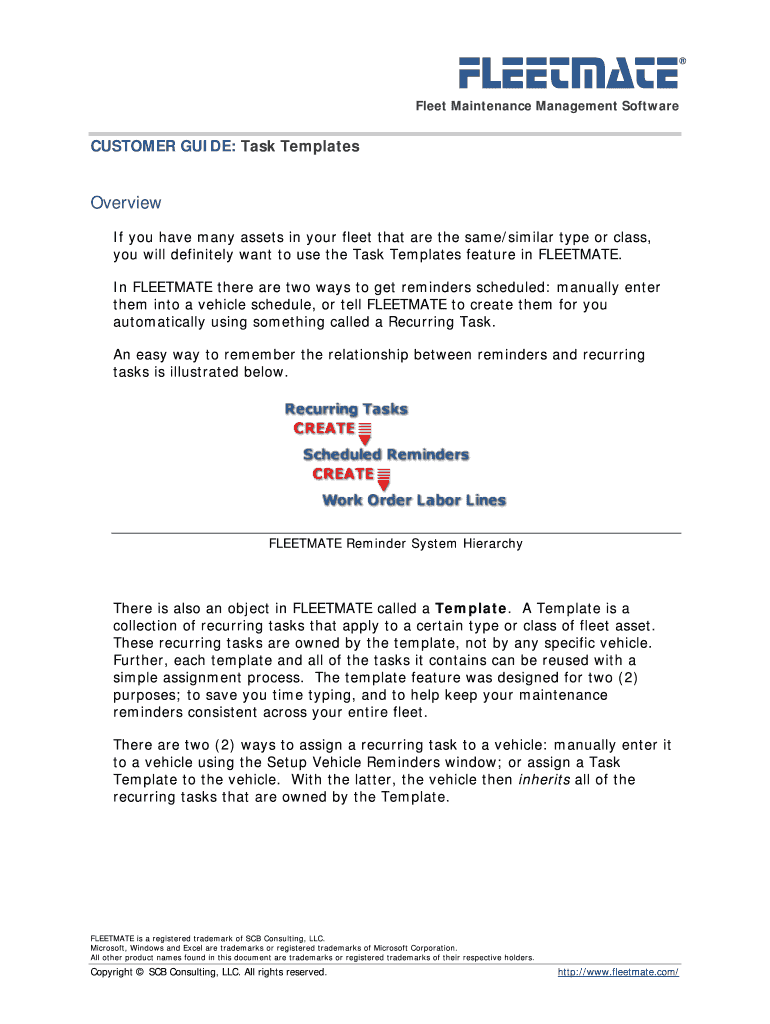 Fillable Online Task Templates. FLEETMATE Fax Email Print - pdfFiller