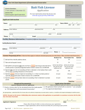 Fillable Online dec ny NYSDEC Fisheries Bait License Application - New ...