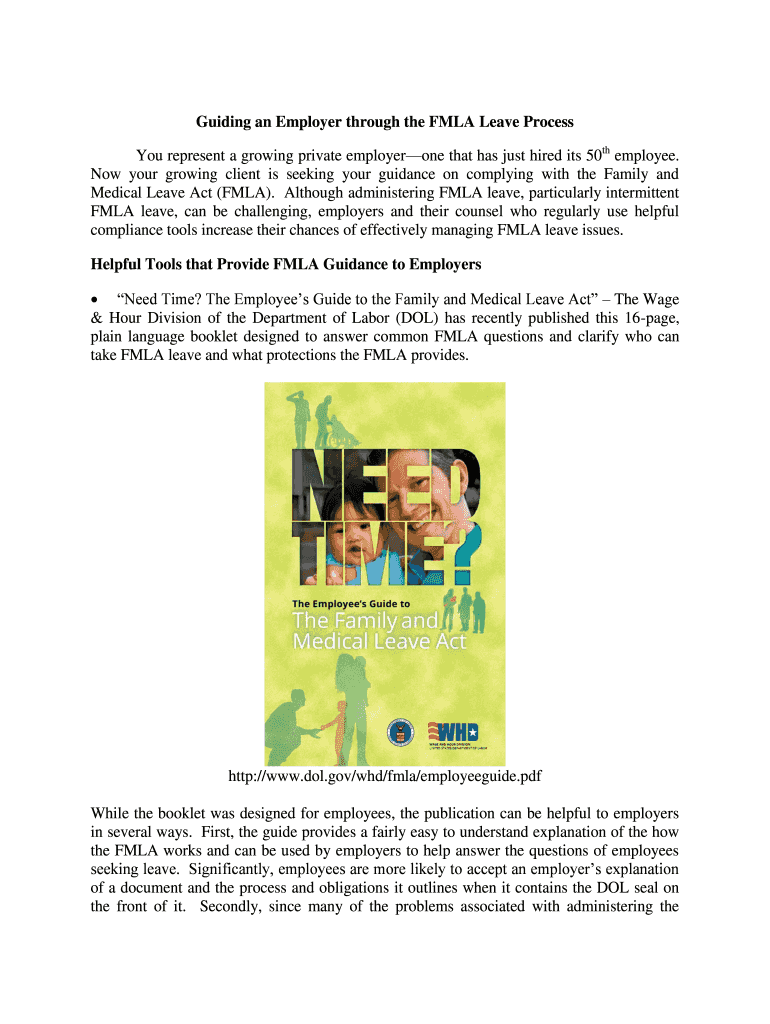 Fillable Online laboremploymentlaw Guiding an Employer through the FMLA ...