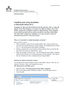 Fillable Online slu How to install and use templates - slu Fax Email ...