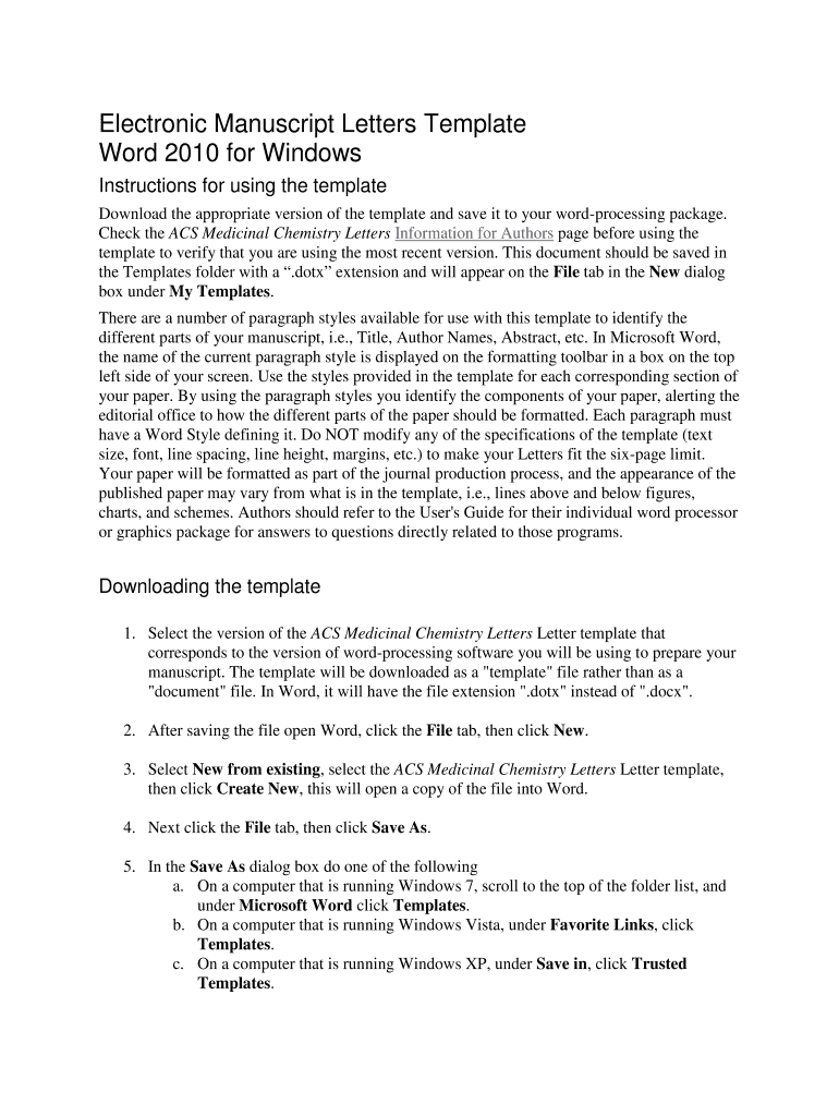 Fillable Online pubs acs Electronic Manuscript Letters Template Word ...