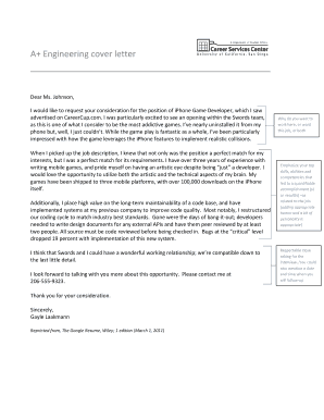 Fillable Online career ucsd A+ Engineering cover letter Fax Email Print ...