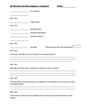 Fillable Online Business Letter Format Example Name Fax Email Print - pdfFiller