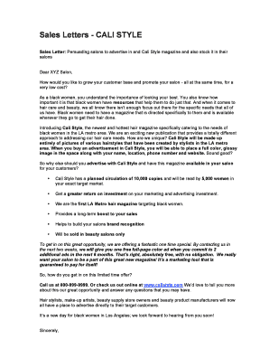 Fillable Online Cali Style Sales Letters - Content Launch Fax Email ...