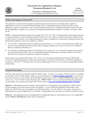 Fillable Online uscis Form I-90 Instructions. Instructions for ...
