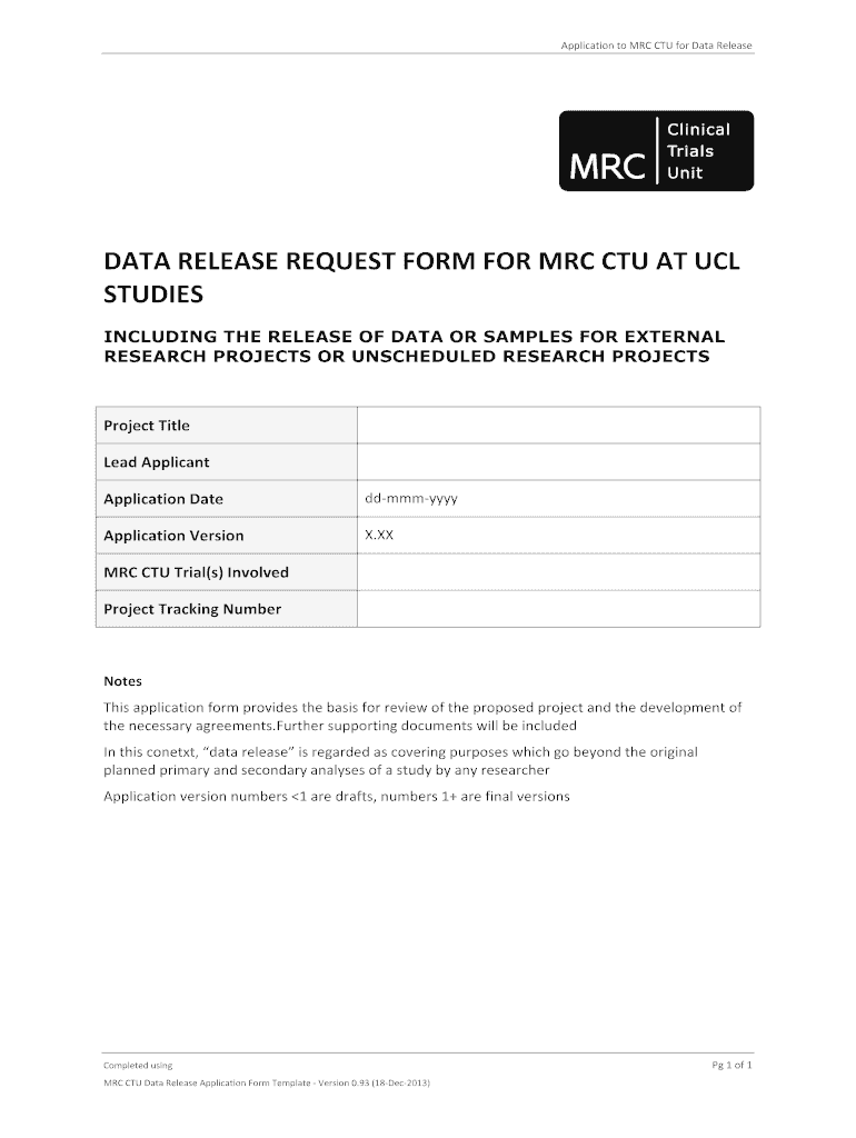 Fillable Online ctu mrc ac Data Release Template Fax Email Print - pdfFiller
