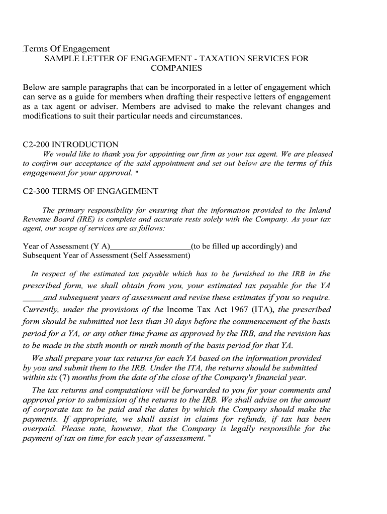 Fillable Online sample letter of engagement. sample letter of ...