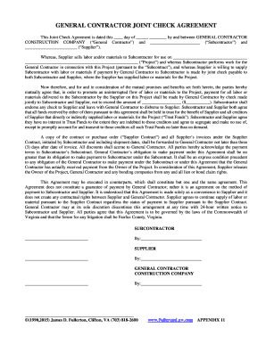 Fillable Online General Contractor Joint Check Agreement. Sample ...
