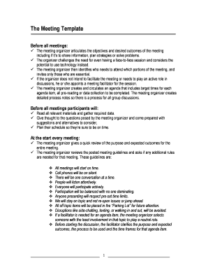 Fillable Online The Meeting Template - Facilitation Tutor Fax Email ...