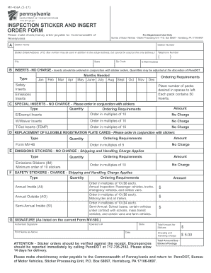Fillable Online InSPeCTIOn STICker AnD InSerT Fax Email Print - pdfFiller