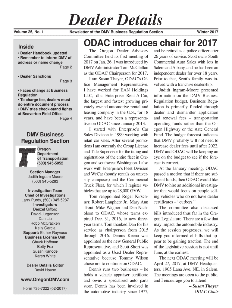 Fillable Online odot state or Newsletter of the DMV Business Regulation Section Fax Email Print ...