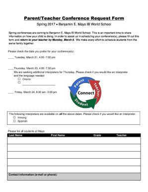 18 Printable parent teacher conference request form pdf Templates ...