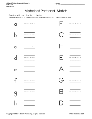 Fillable Online Alphabet Print and Match. Upper and lower case printing ...