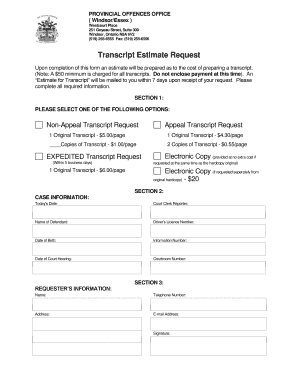 Fillable Online Transcript Request Form - City Of Windsor Fax Email ...