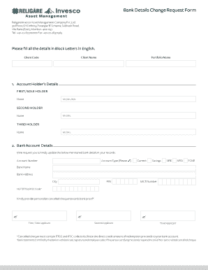 Fillable Online Bank Details Change Request Form - Invesco Mutual Fund ...