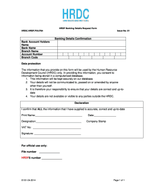 Fillable Online hrdc org HRDC.HRDF .P20.F04 HRDF Banking Details ...