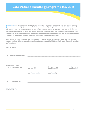 Fillable Online osha Safe Patient Handling Program Checklist. This ...