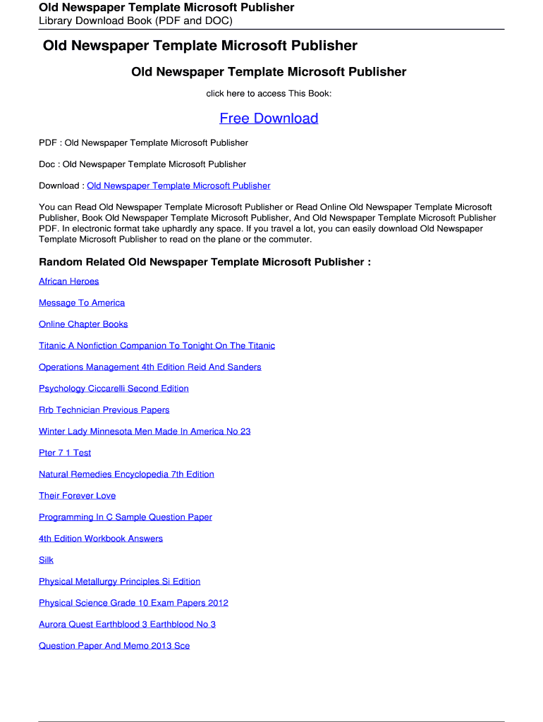 Microsoft Publisher Newspaper Template - Fill Online, Printable ...