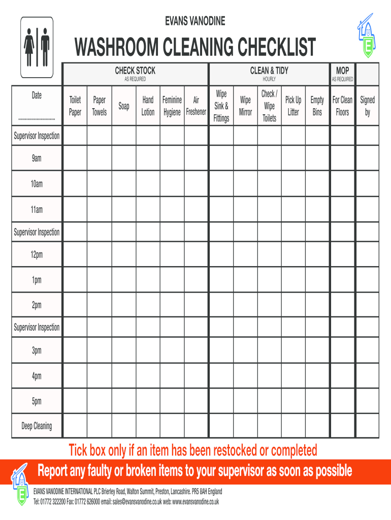 Daily Toilet Cleaning Checklist Excel Fill Online Printable
